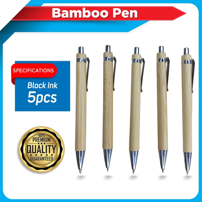 5pcs Bamboo Pen 1mm Ballpoint Black Refill Ink Ballpen (Blanks ...