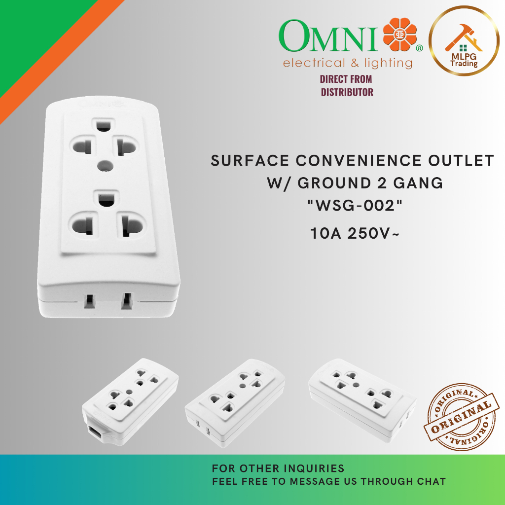 Surface Convenience Outlet w/ Ground 2/3 Gang | 10A 250V (WSG-002, WSG ...