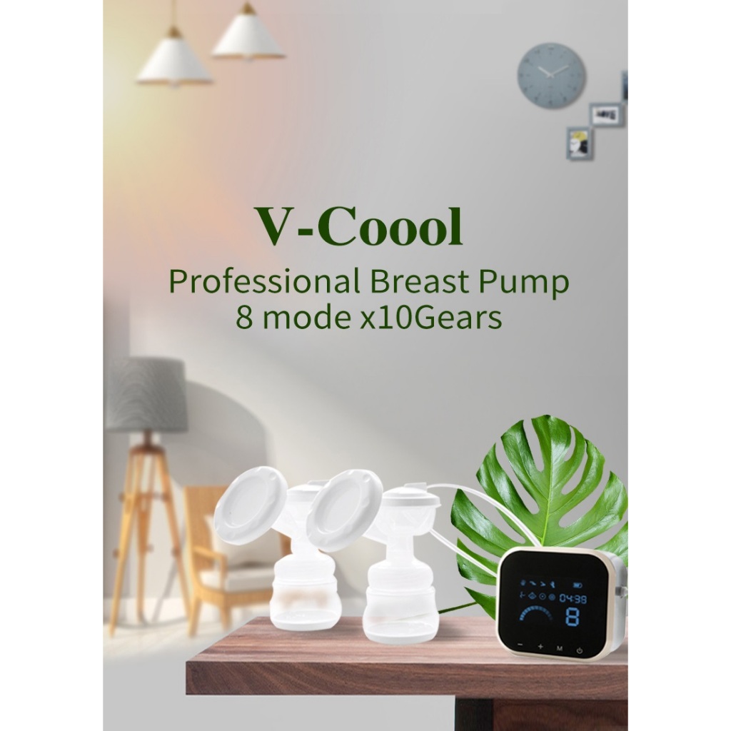 Vcoool Double Electric Breast Pump Rechargeable 8 Modes Suction ...