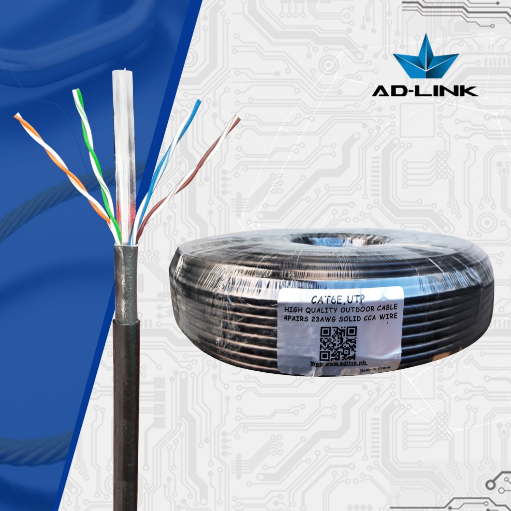 Ad-Link UTP Cable CAT6E 100m Outdoor 0.5mm CCA Black (AD-OU601-C100 ...