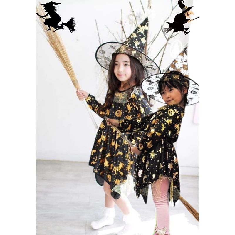 KIDS HALLOWEEN WITCH COSTUME (dress with hat) | Shopee Philippines