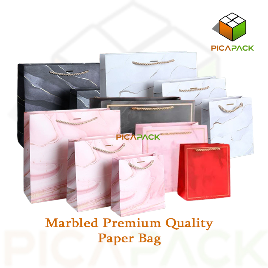 1pc Marbled Paper Bag Premium Quality Gift Bags for Stuff Toys Flower ...