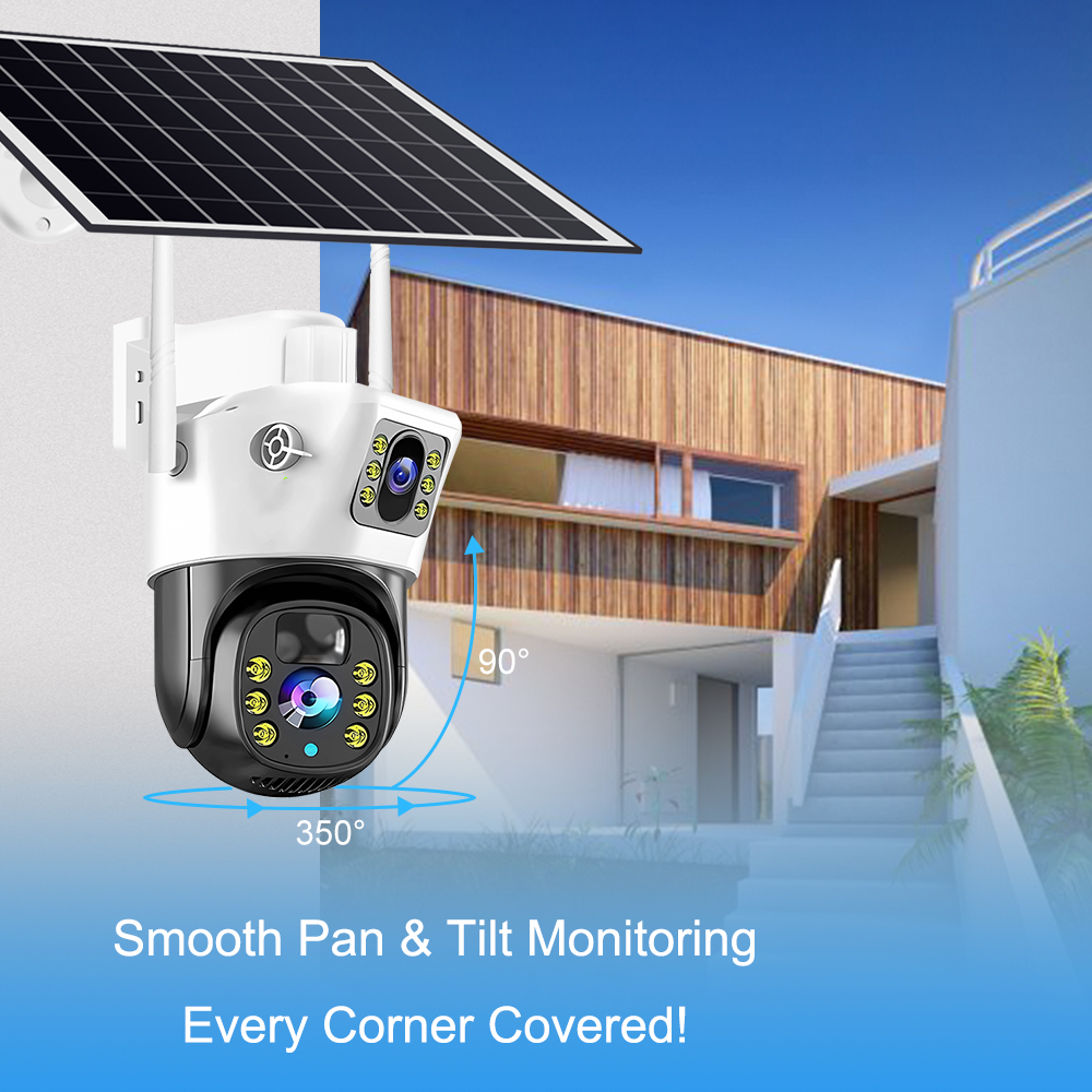 V380 PRO T5 4G Solar Power Dual Lens CCTV Camera Outdoor Waterproof 360 ...