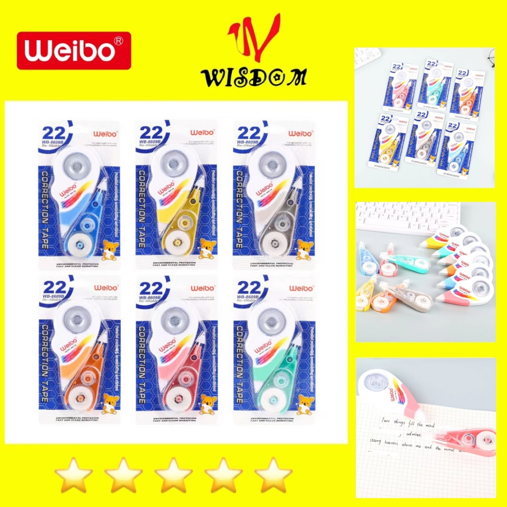 WISDOM WEIBO WB-8609B correction tape 2N1 school supplies | Shopee ...