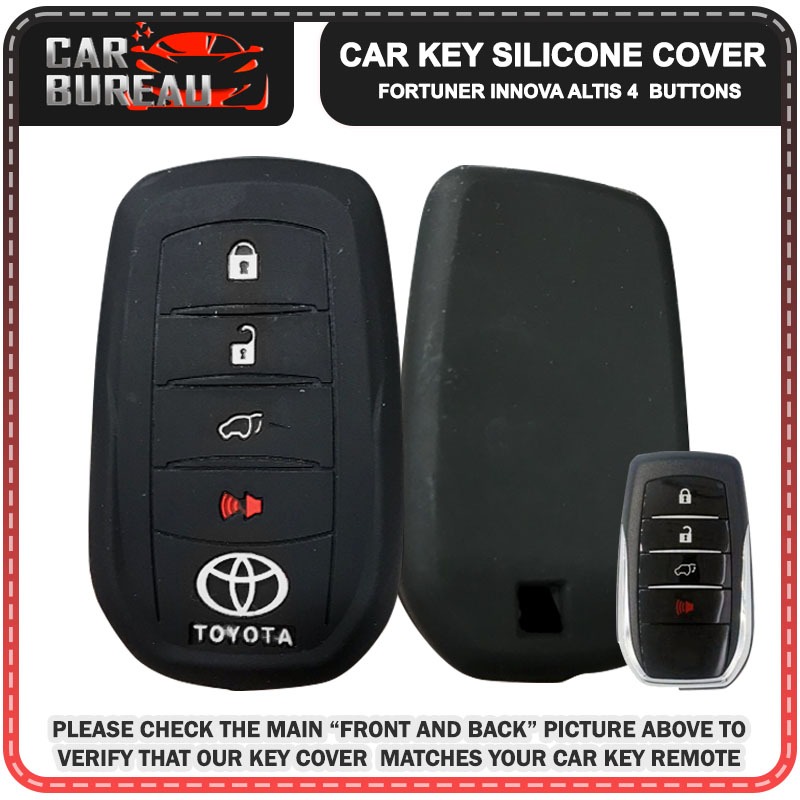Toyota Fortuner Innova Altis 4 Buttons Silicone Car Key Cover Case ...