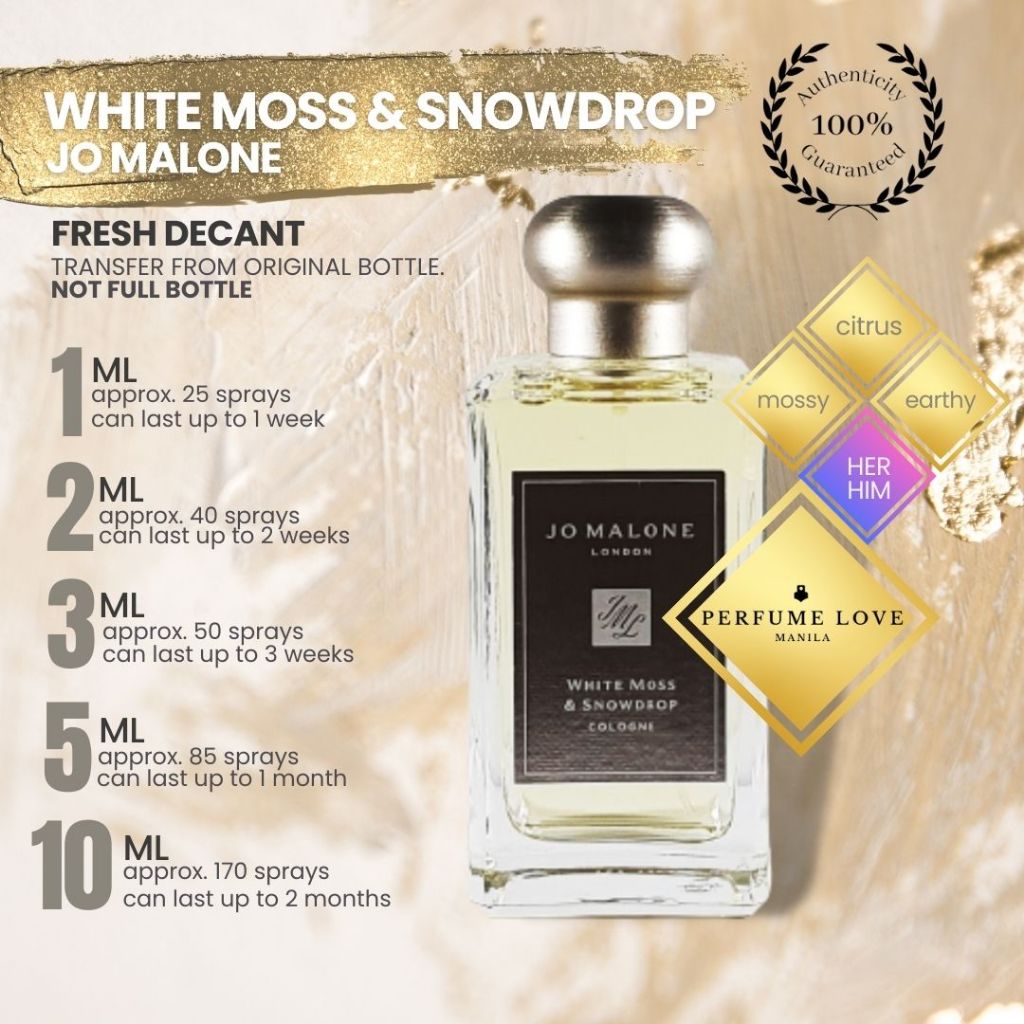 PERFUME DECANT JM White Moss & Snowdrop citrus, mossy, earthy | Shopee ...