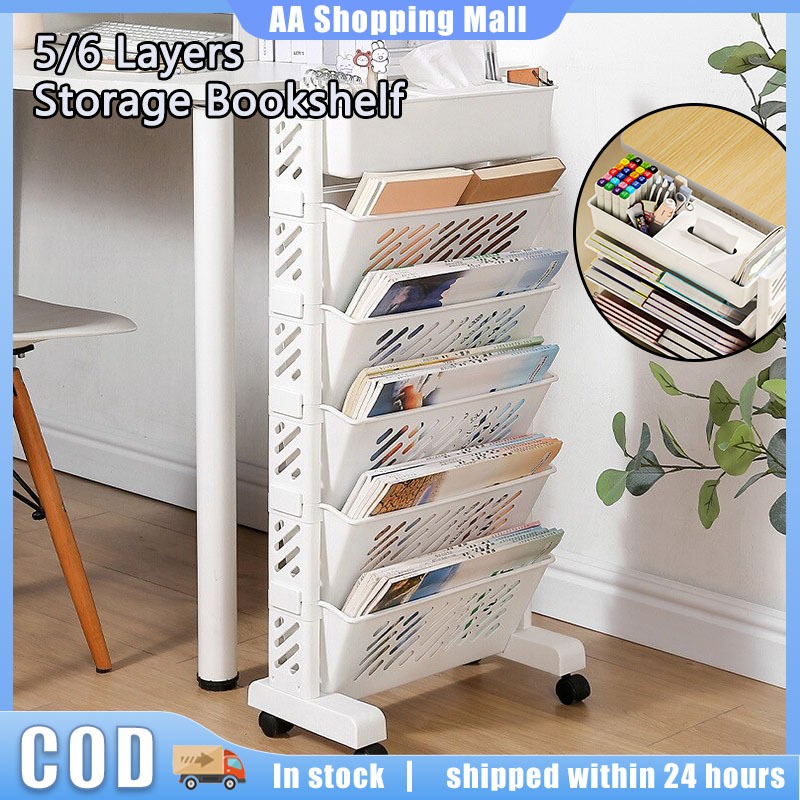 5/6 Layers Storage Bookshelf Desk Side Bookshelf Multifunctional Books ...