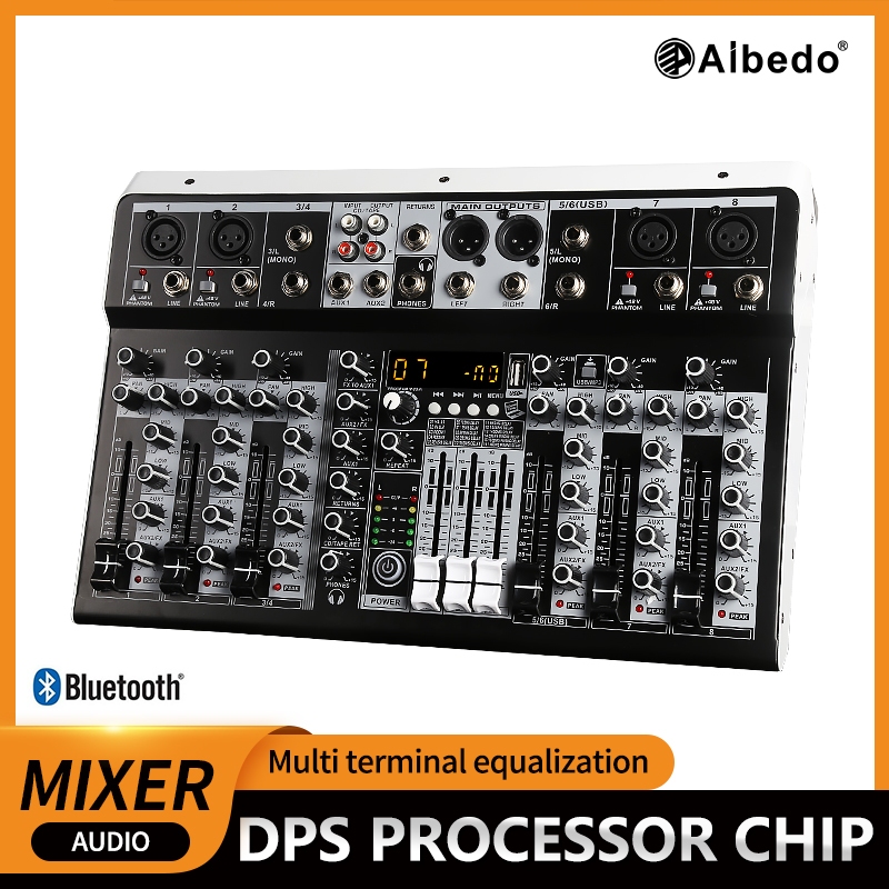 Aibedo KP8 Channel Professional Audio Mixer Bluetooth DSP USB Mini ...