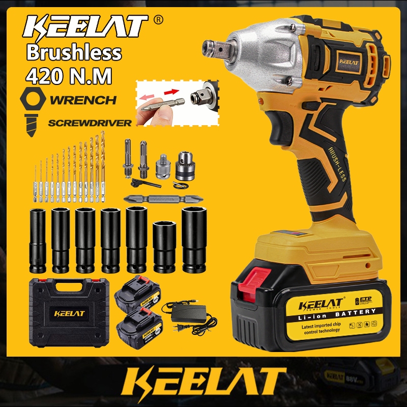 KEELAT KID003 Electric lmpact Wrench 1/4' Cordless Brushless ...