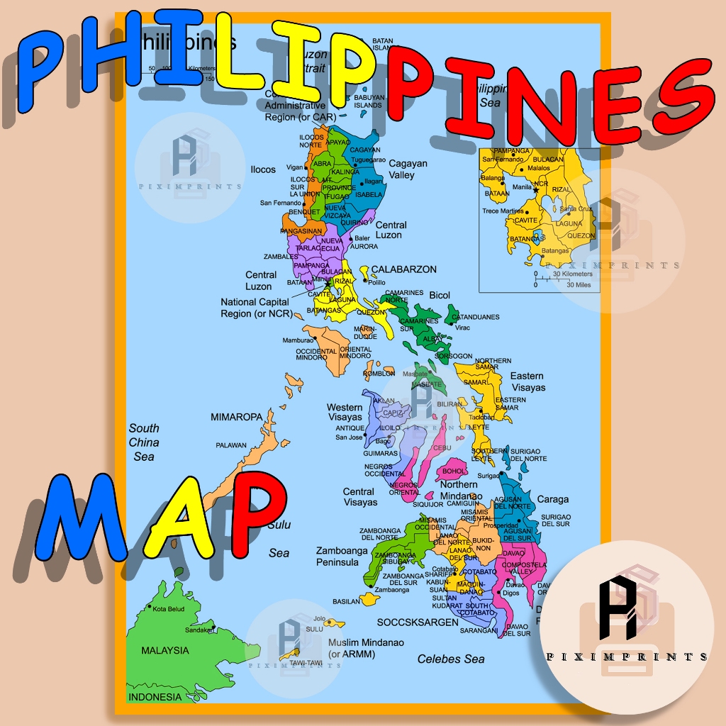 Map of the Philippines Chart | Laminated | PiXimprints | Shopee Philippines