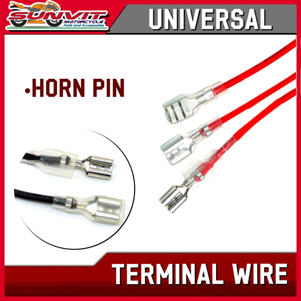 MOTORCYCLE UNIVERSAL HORN TERMINAL WIRE PIN HORN CABLE (ASSTD. COLORS ...