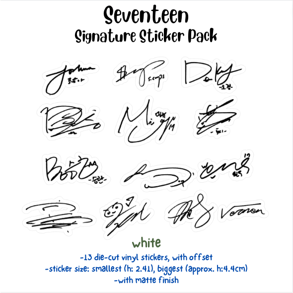 Seventeen Signature Sticker Pack 13 pcs. Waterproof Transparent White ...