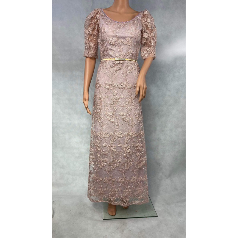 MODERN NINANG OOTD Sponsor Full Lace 3/4 Sleeve Gown | Shopee Philippines