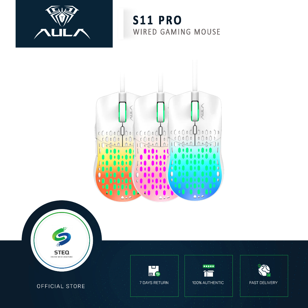 Steq Aula S11 Pro Gaming Mouse Wired Gaming Mouse With 6 Keys 4 Speed ...