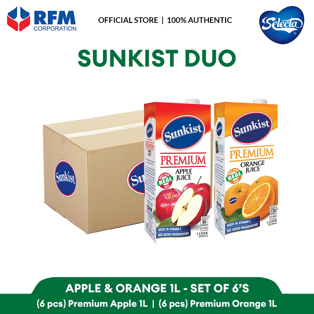 Sunkist Duo - Preimum Apple & Orange Juice 1L (Set of 6s) | Shopee ...