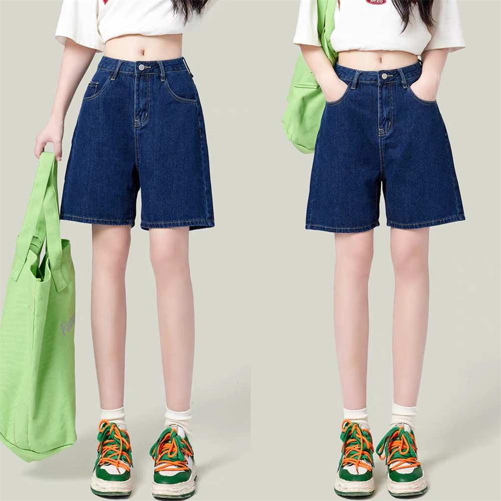 Denim Shorts For Women High-Waisted Korean style Simple Five-Point ...