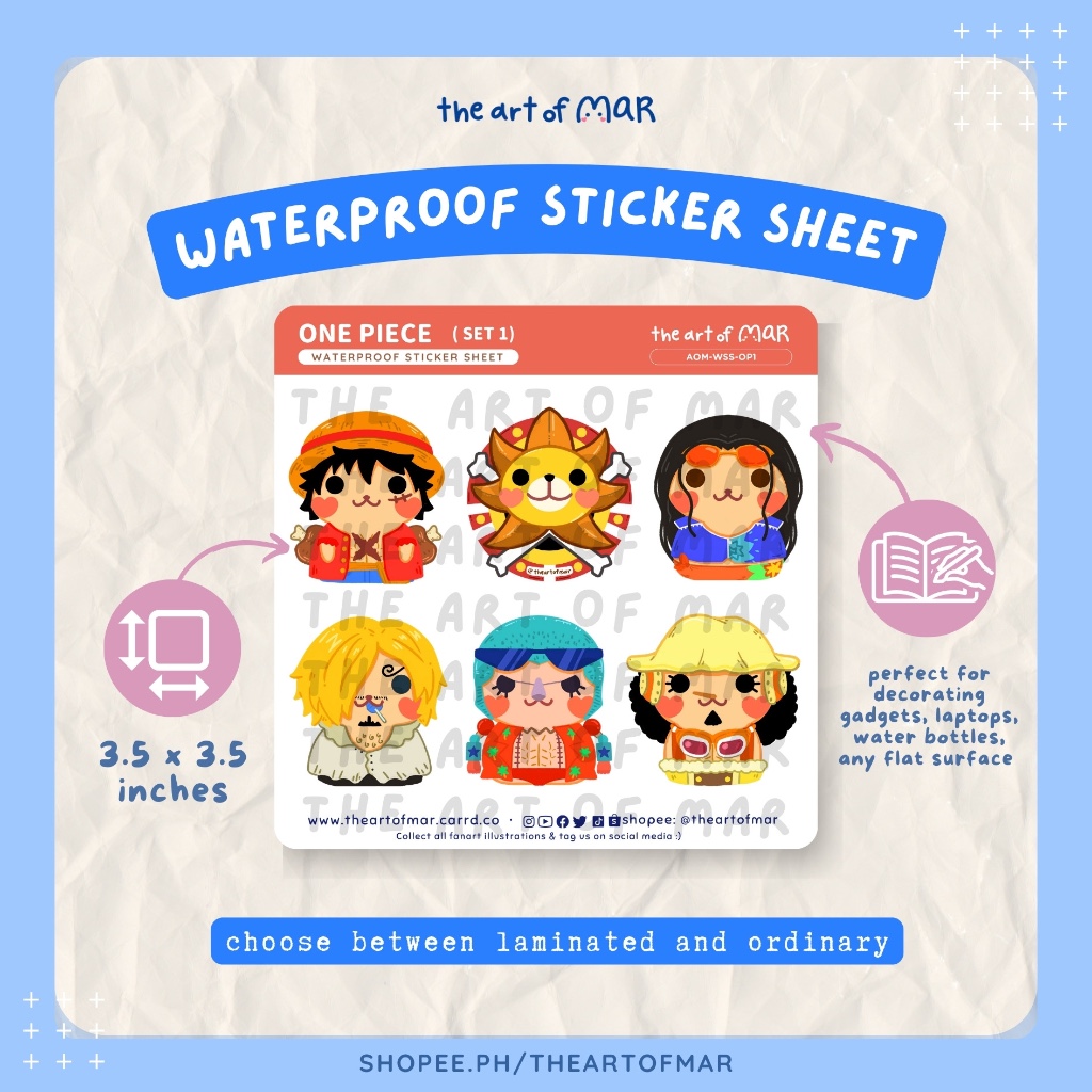 One Piece SET 1 chibi sticker sheet by The Art of Mar | waterproof ...