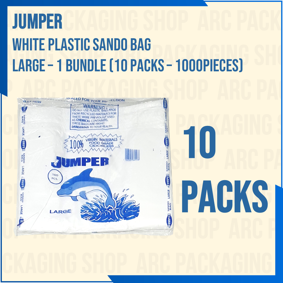 Jumper Plastic Sando Bag White Large 1 Bundle (10 Pack - 1000Pieces ...