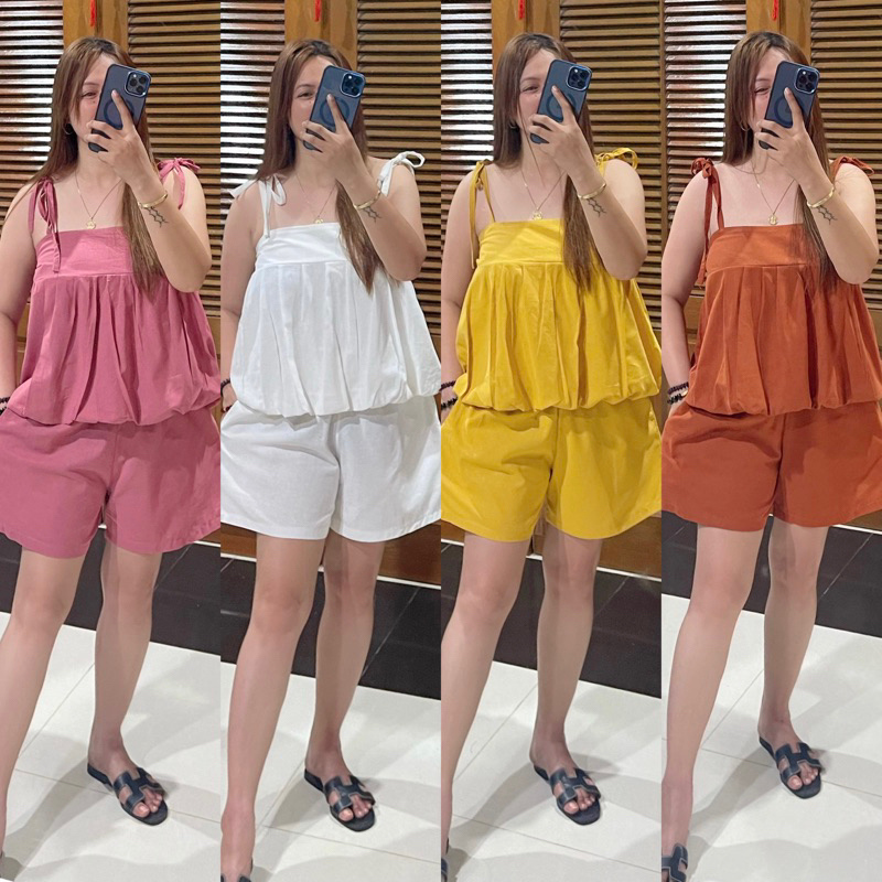 LEXI BALLOON TOP AND SHORT COORDINATES | Shopee Philippines