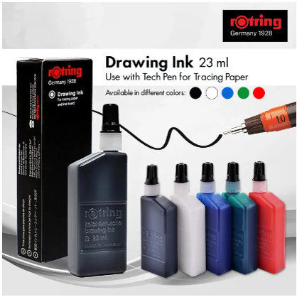 rOtring Drawing Ink Refill for Isograph Technical Pen (23ml) Black ...