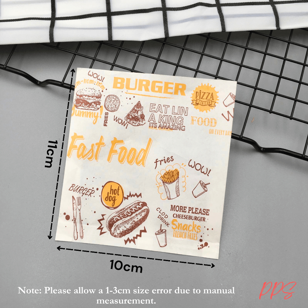 100pcs Grease Proof Pouch for Fries and Snacks Greaseproof Paper Bag ...