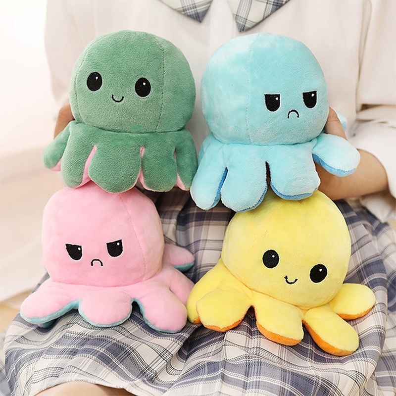 Toybus Reversible flip octopus doll expression cute plush toy reverse ...