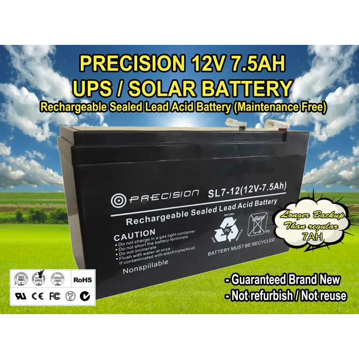 Precision 12V 7.5AH UPS Battery Rechargeable Sealed Lead-Acid Battery ...