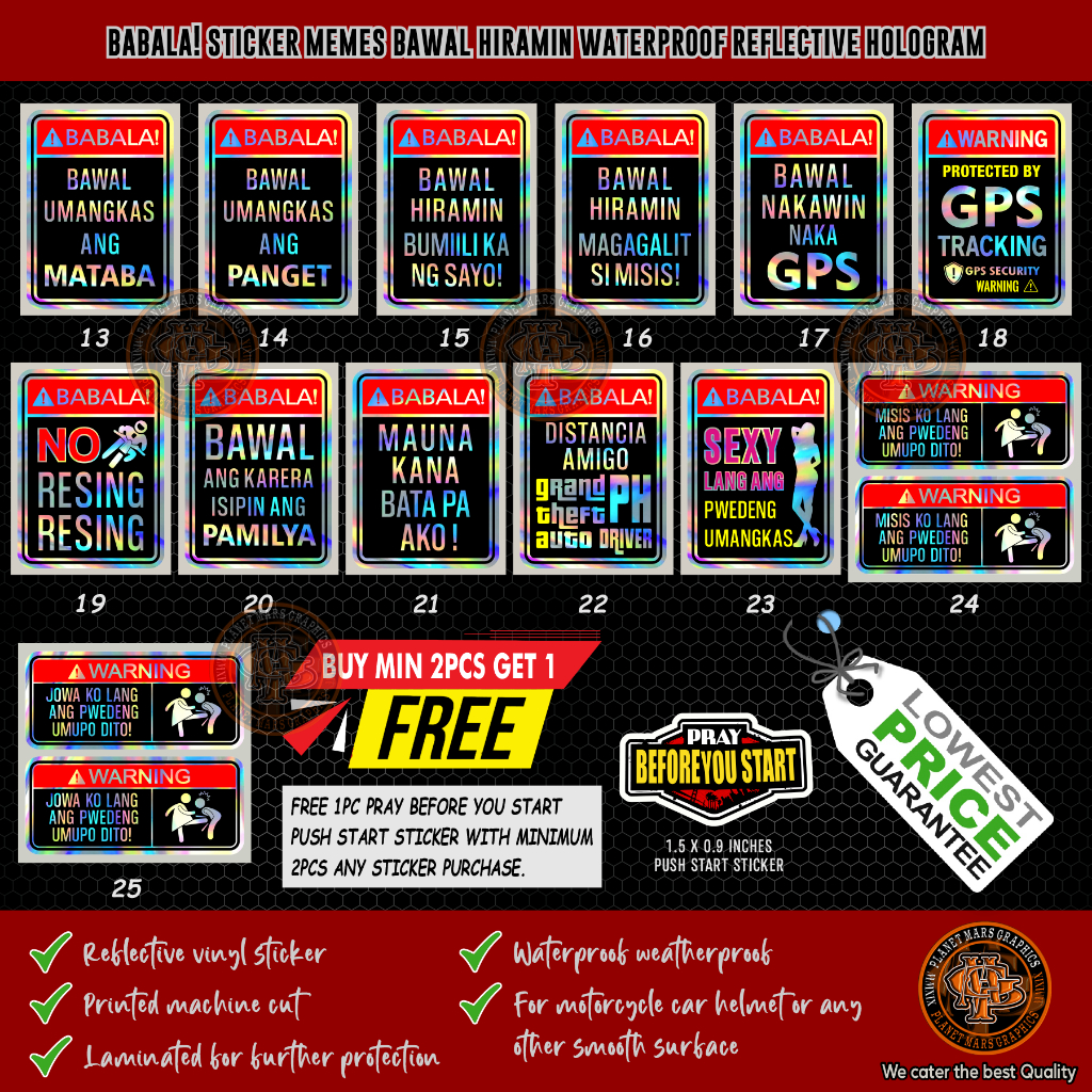 BABALA STICKER MEMES BAWAL HIRAMIN FOR MOTORCYCLE BIKE | Shopee Philippines