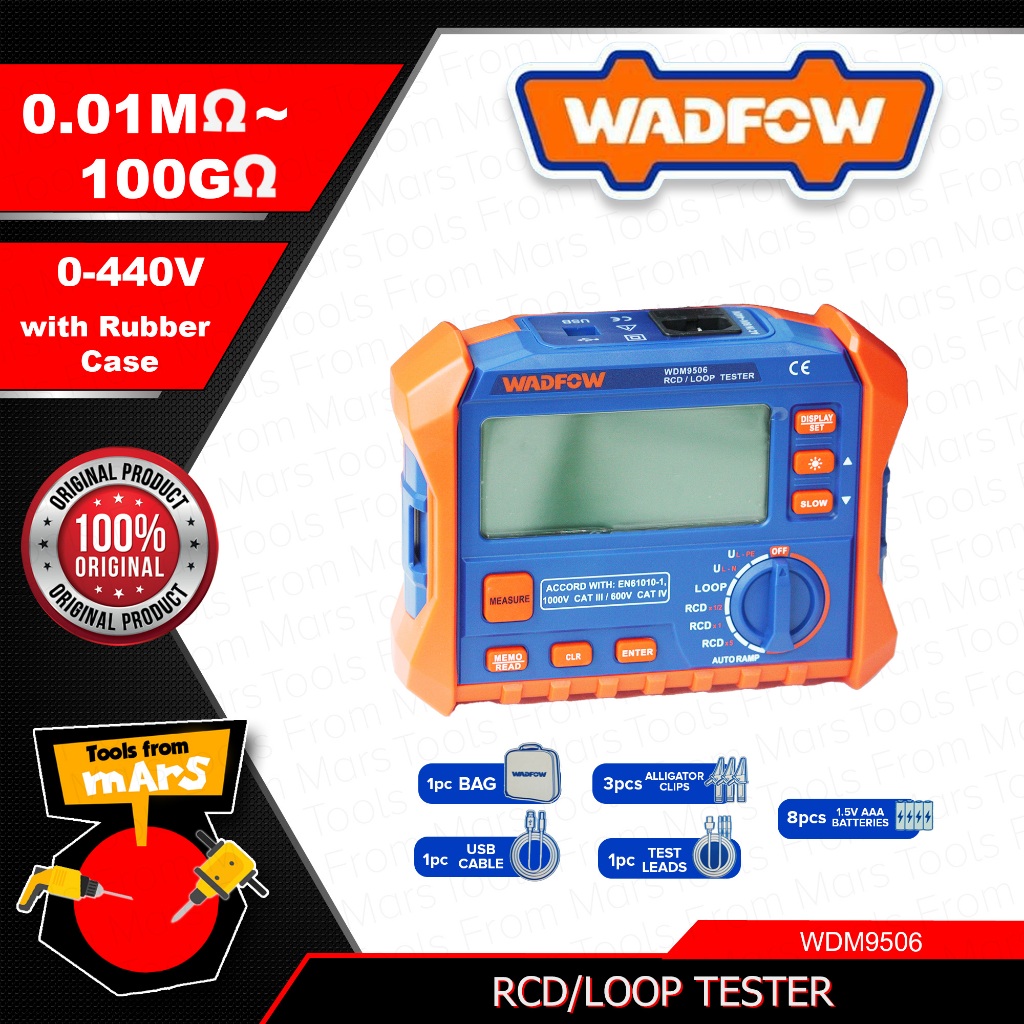Wadfow RCD/LOOP Tester Detector Portable Digital Leakage Phase Check ...