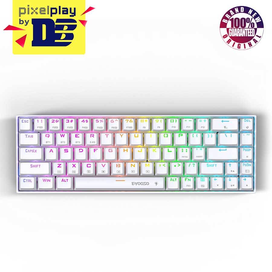 E-Yooso Z-686 Tri-Mode RGB 68 Keys Hot Swappable Mechanical Keyboard ...