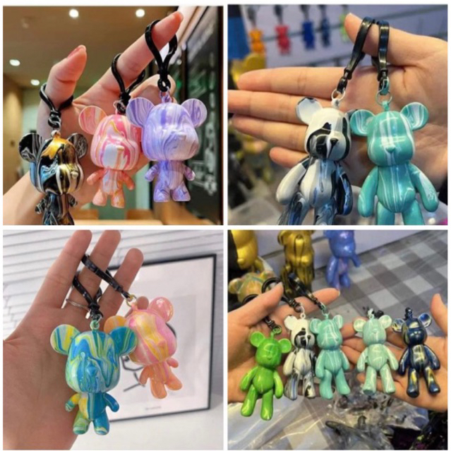 DIY bear brick fluid drip painting keychain | Shopee Philippines