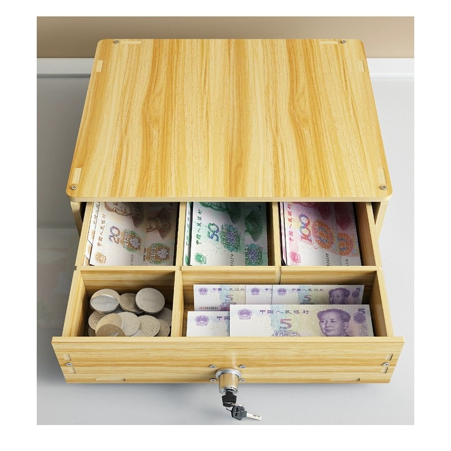 Cashier cash box lock money organizer box With Cell Phone Holder ...