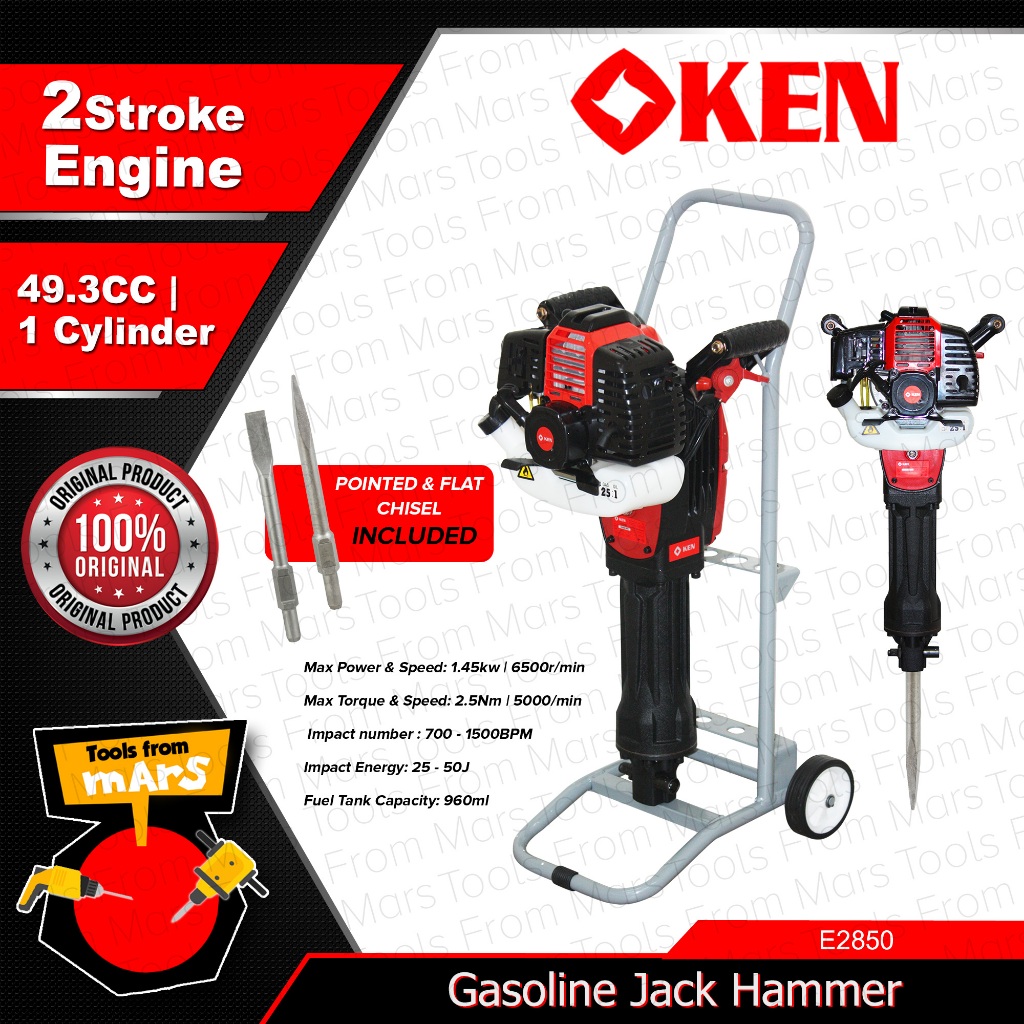 Ken 12L Gasoline Demolition Hammer Jackhammer Industrial Chipping Gun ...