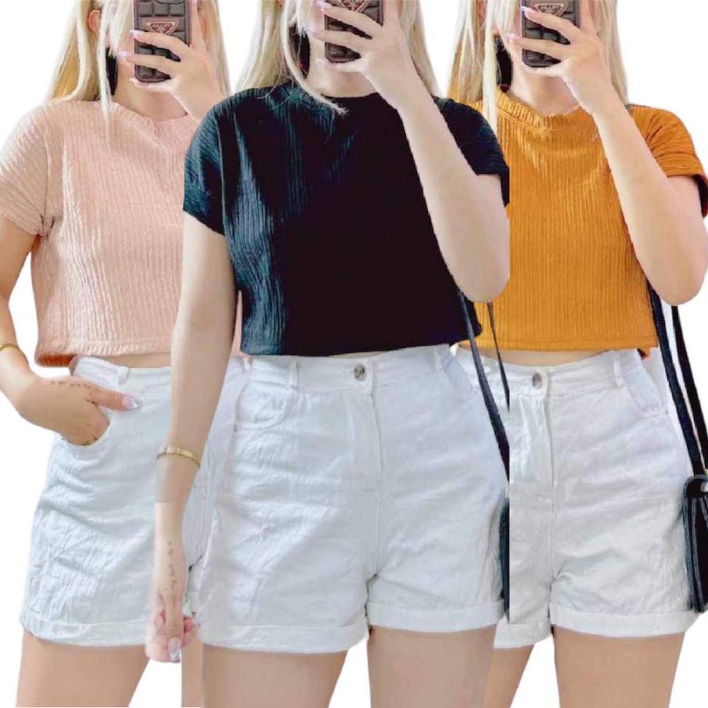 BARBARA Crop Top Bark Crepe | Shopee Philippines