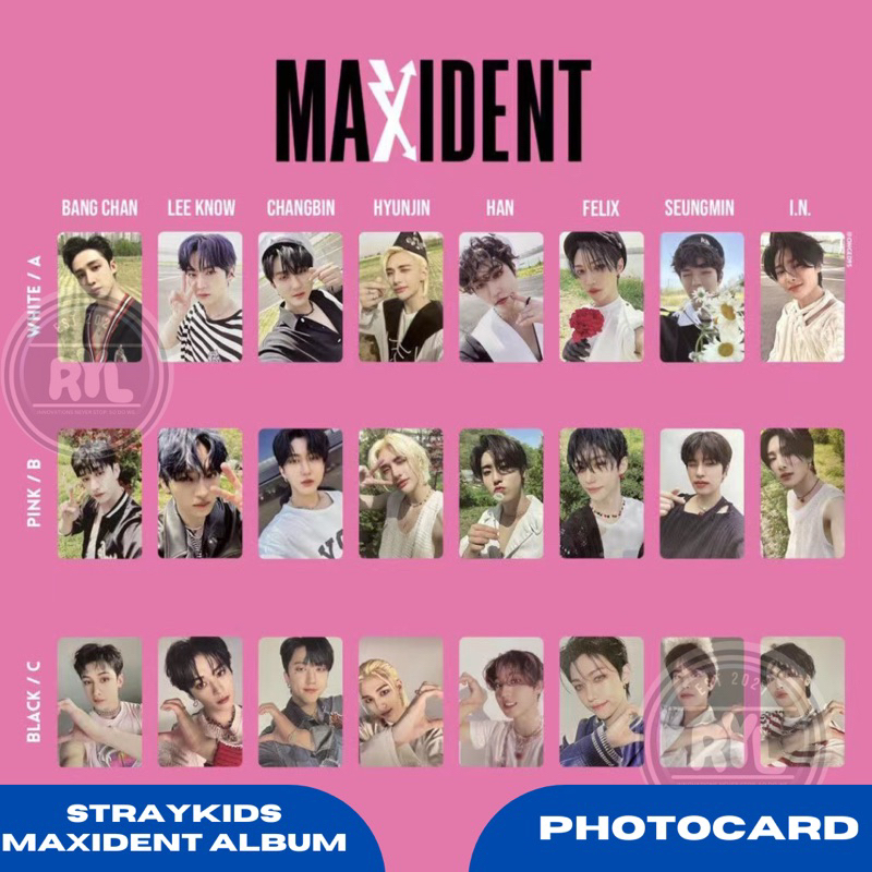 [8 pcs/set] STRAYKIDS ‘Maxident’ Album Photocards with BACK print ...