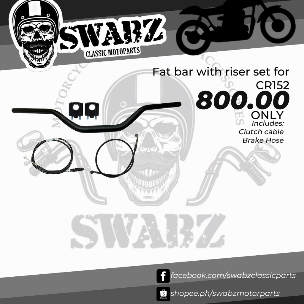 Cr152 fat bar set handle bar with clutch cable and brake hose | Shopee ...