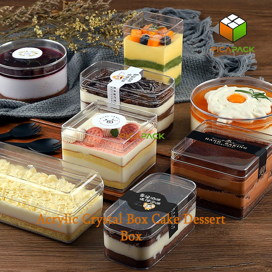 5pcs Crystal Acrylic Cake Dessert Box Candy Cookie Chocolate Tiramisu ...