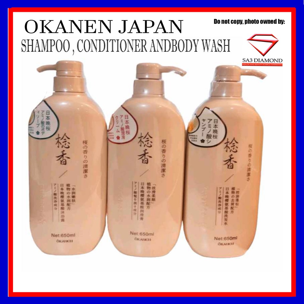 OKANEN JAPAN shampoo , conditioner, body wash (650ml) | Shopee Philippines
