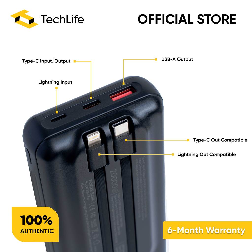TechLife 65W Power Bank 2 20,000mAh | Fast Charge | Built in Type C ...
