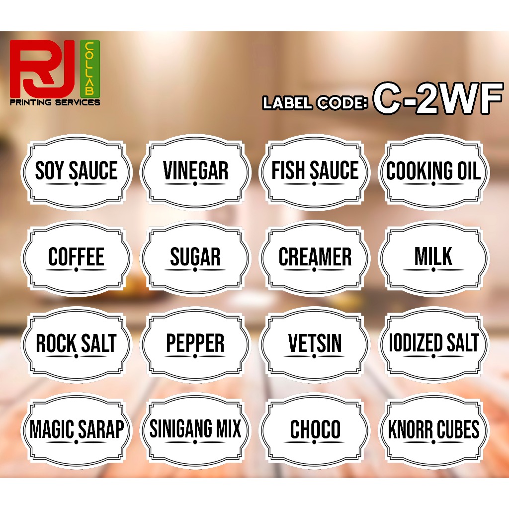 Condiments Sticker Label - 16 pcs - Waterproof (PLEASE READ PRODUCT ...
