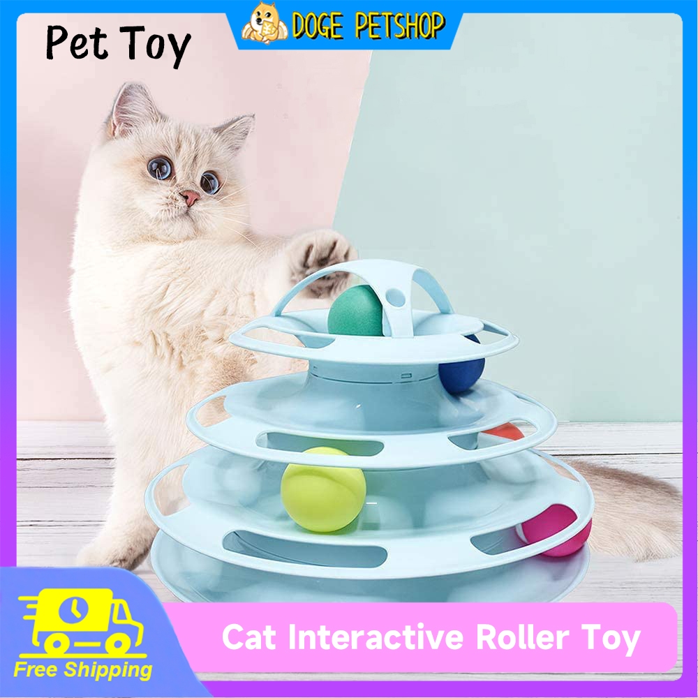 Doge Cats Four-tier Turntable Pet Intellectual Track Tower Funny Cat ...
