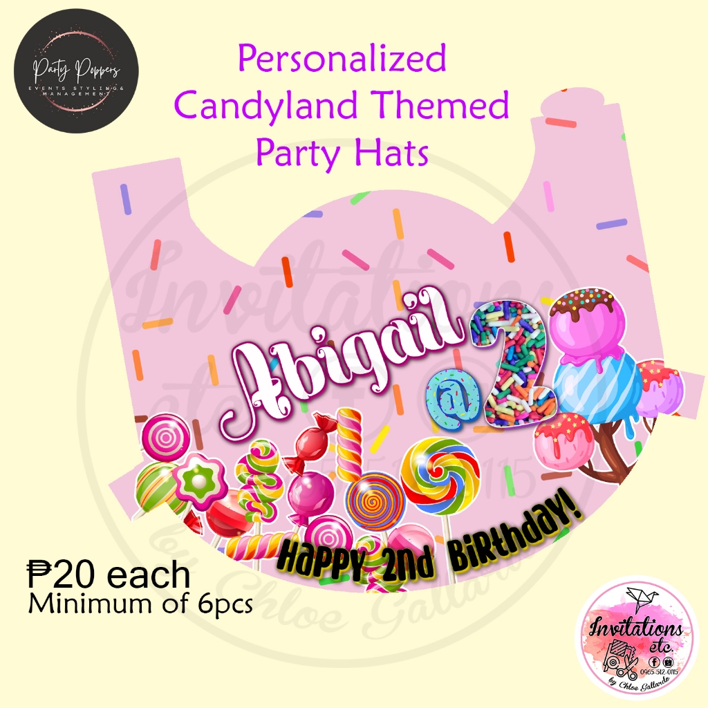 12pcs Personalized Candy Land Party Hats Candyland | Shopee Philippines