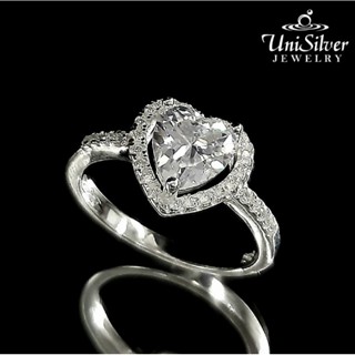 Unisilver 925 Sterling Silver Heart Solitaire Engagement Ring (RS432 ...