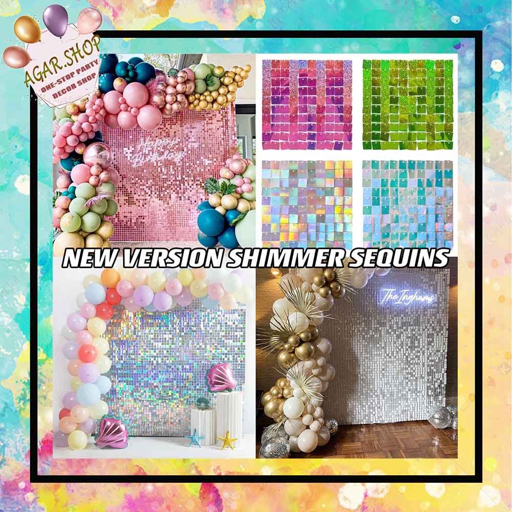 AGAR.SHOP Square Shimmer Sequin 30*30CM Wall Panel Backdrop Sparkle ...