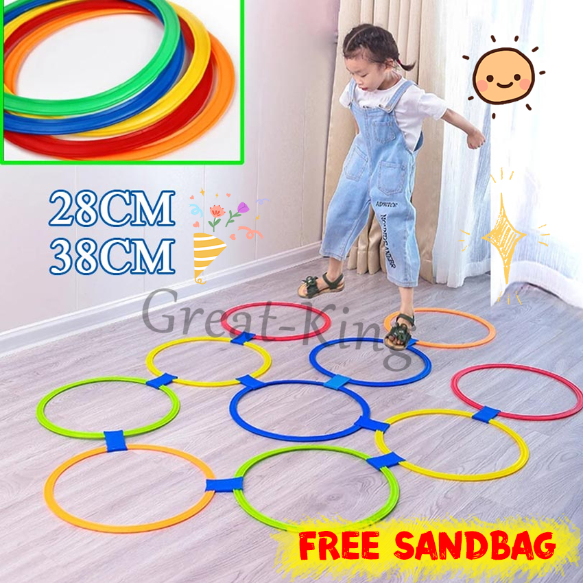 10-5pcs Lattice Jumping Rings Set Game Hoops Outdoor Kids Physical ...
