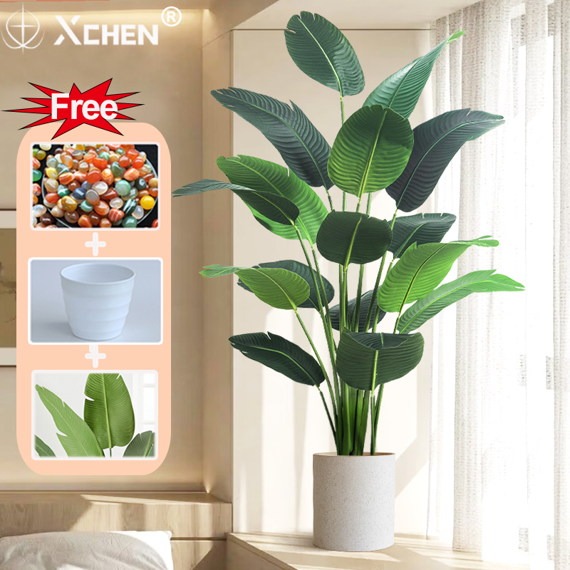 【Free flower pots】Artificial Plants Large Banana Tree Fake Plastic Palm ...