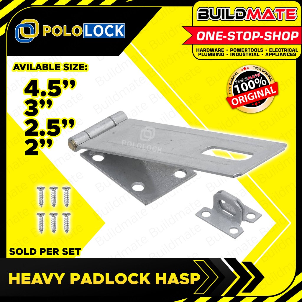 BUILDMATE Pololock Heavy Padlock Hasp 2" / 2.5" / 3" / 4.5 Inch Safety ...