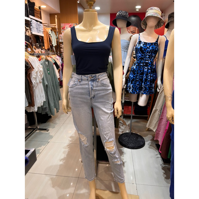 PANTS 2 designs denim flare/ moms jeans | Shopee Philippines