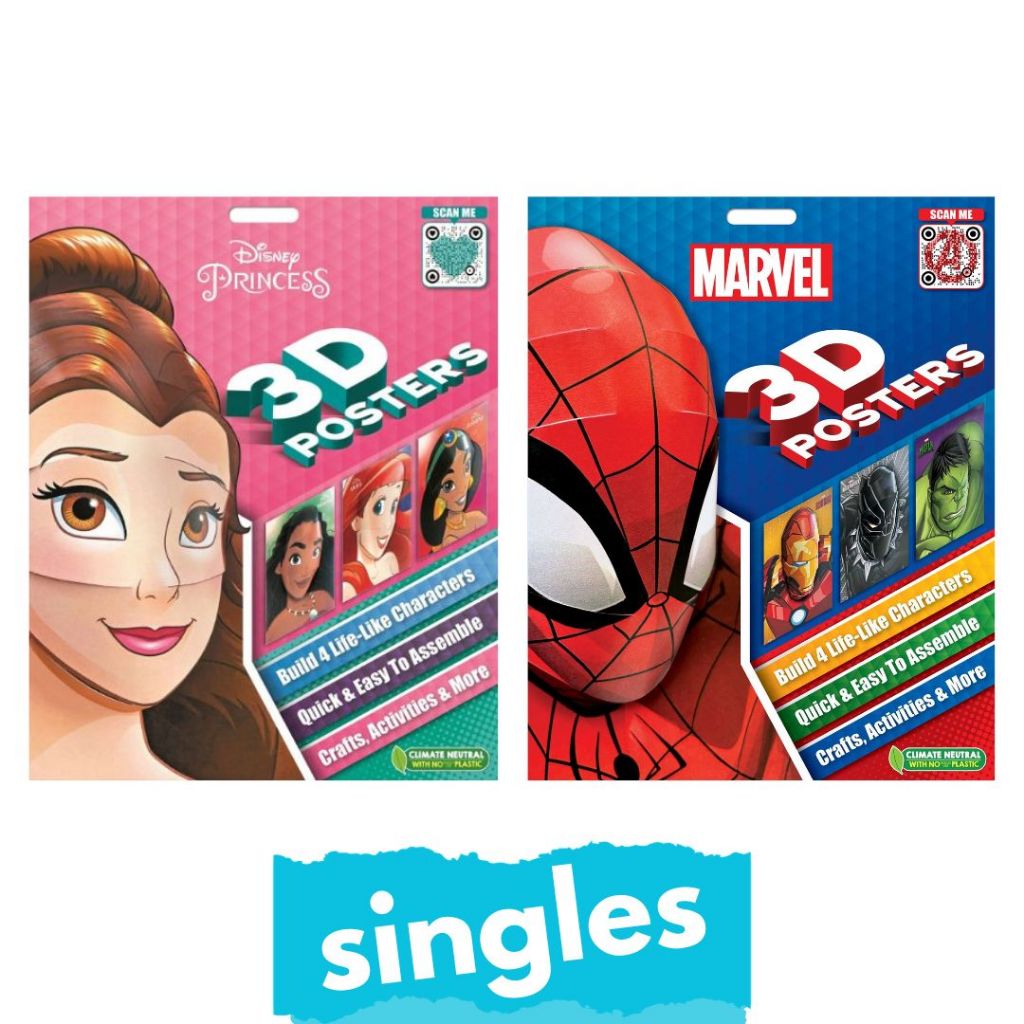 Disney 3D Pop Heads Posters (Marvel / Princess) (SINGLES, brand new ...