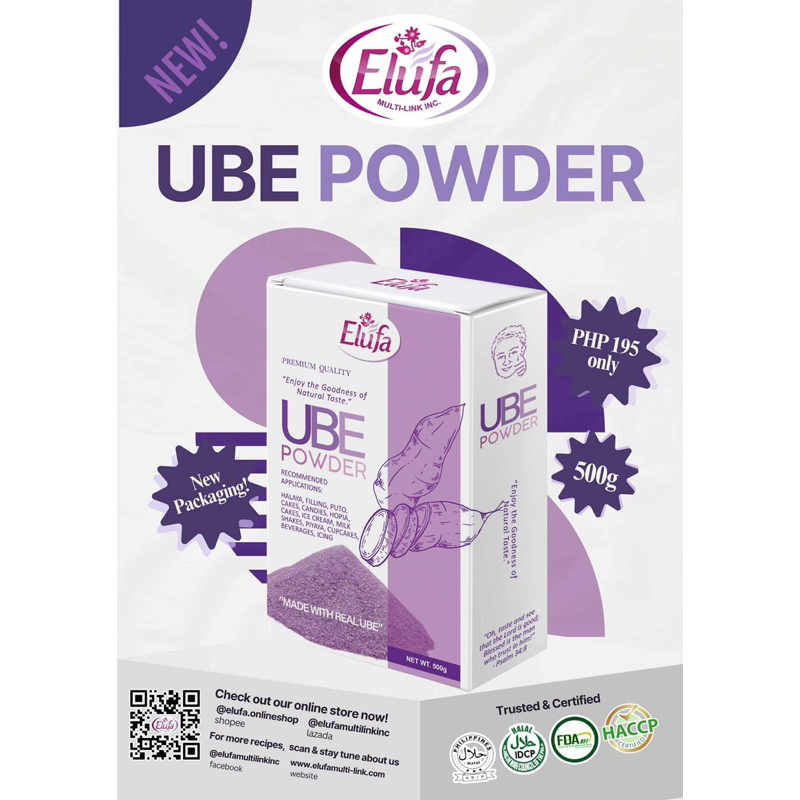 ELUFA NATURAL UBE POWDER - 500g (Ube Halaya, Ube Ice cream, Champorado ...
